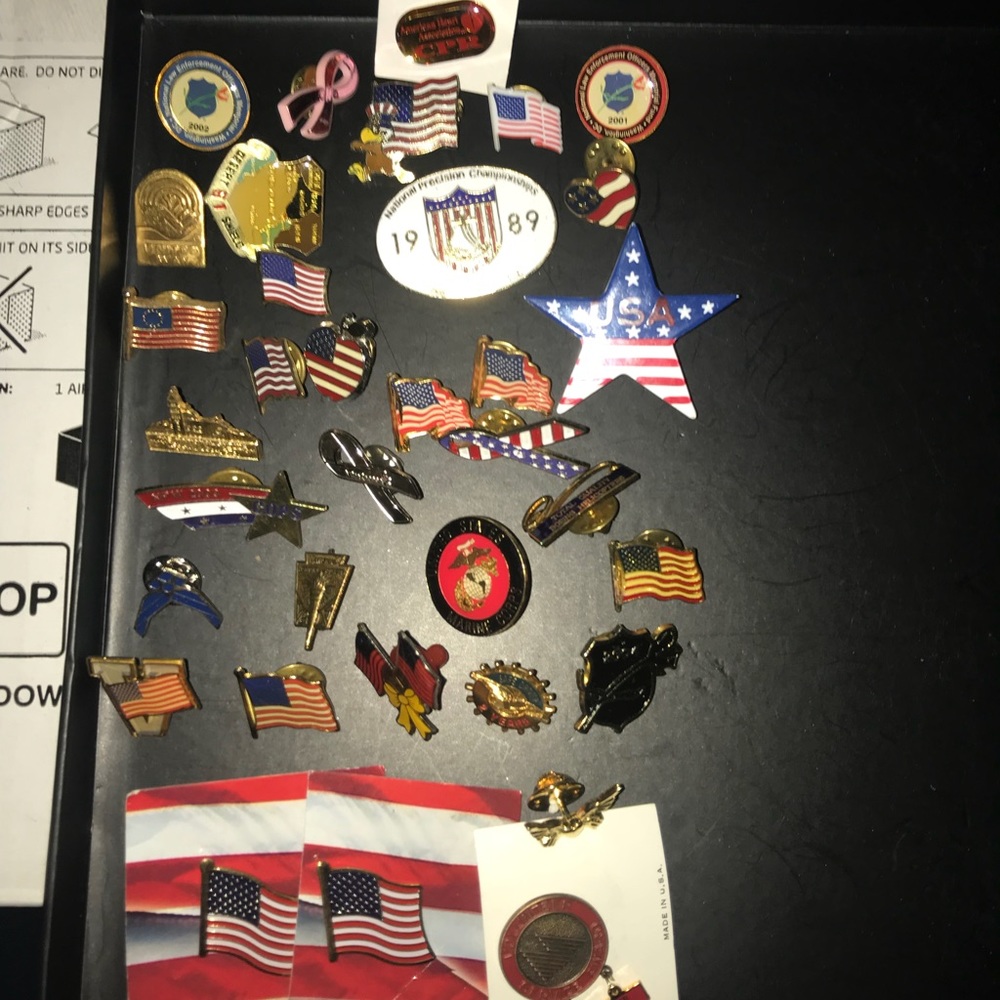 American Flag Military Police Achievement Pins - Gem